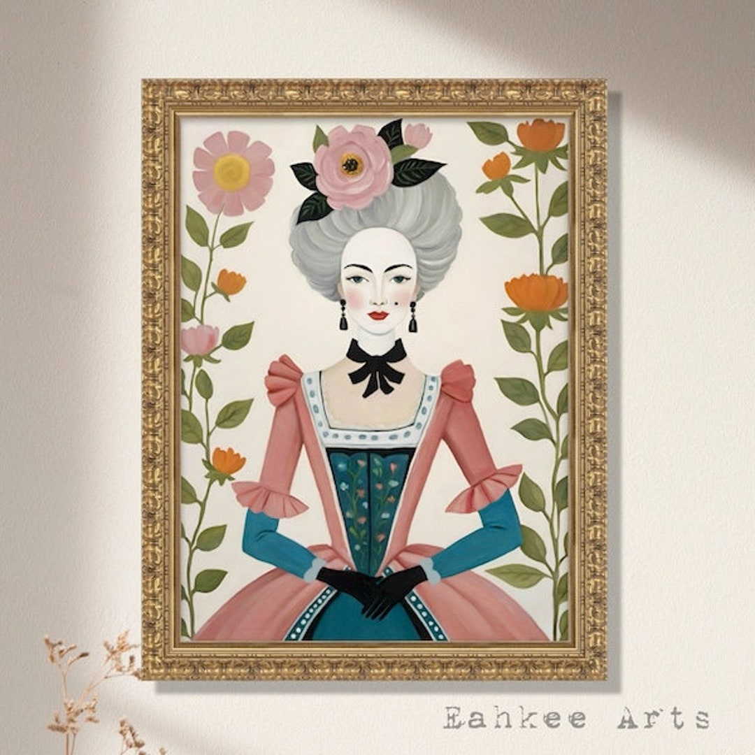 Marie Antoinette Folk Art Print, French Revolution Costume Art ...