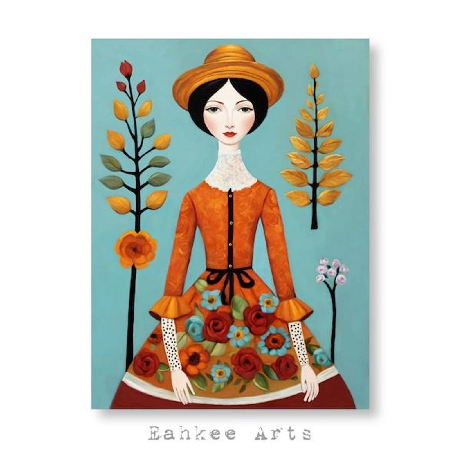 Folk Art Primitive Print, Farmhouse Decor, Eclectic Wall Art, INSTANT ...