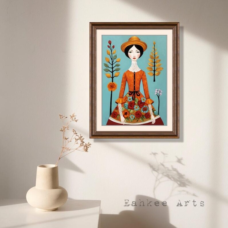 Folk Art Primitive Print, Farmhouse Decor, Eclectic Wall Art, INSTANT ...