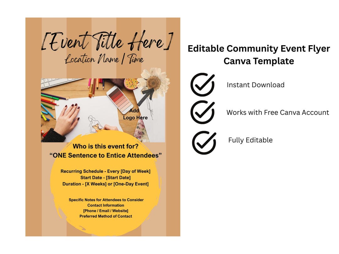 Editable Community Event Flyer Canva Template | Workshop, Class & Local ...