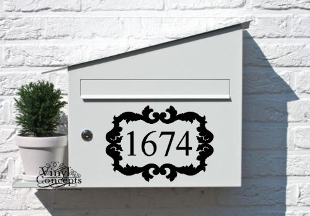 One Mailbox Frame With House Numbers Vinyl Wall Art - Etsy