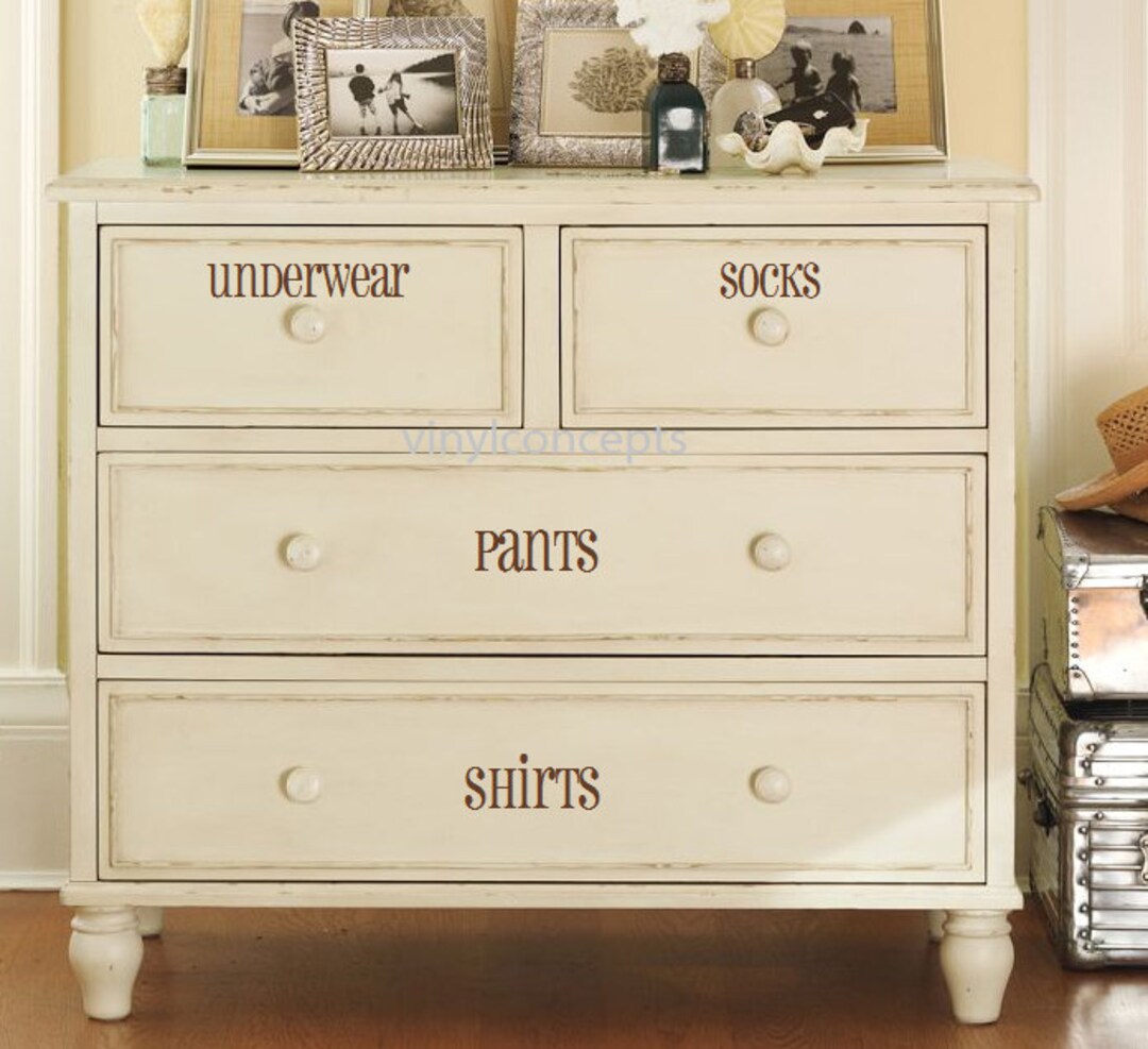Four Drawer Labels Vinyl Wall Art - Etsy