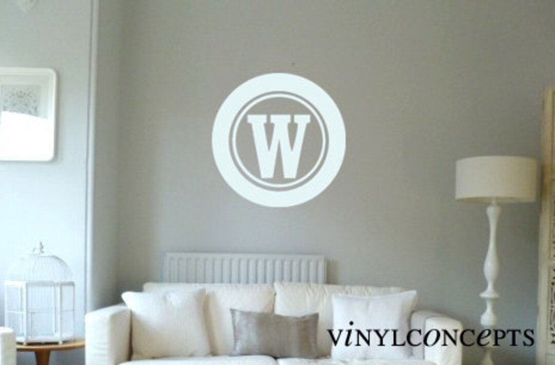 Circle Monogram Vinyl Wall Art - Etsy