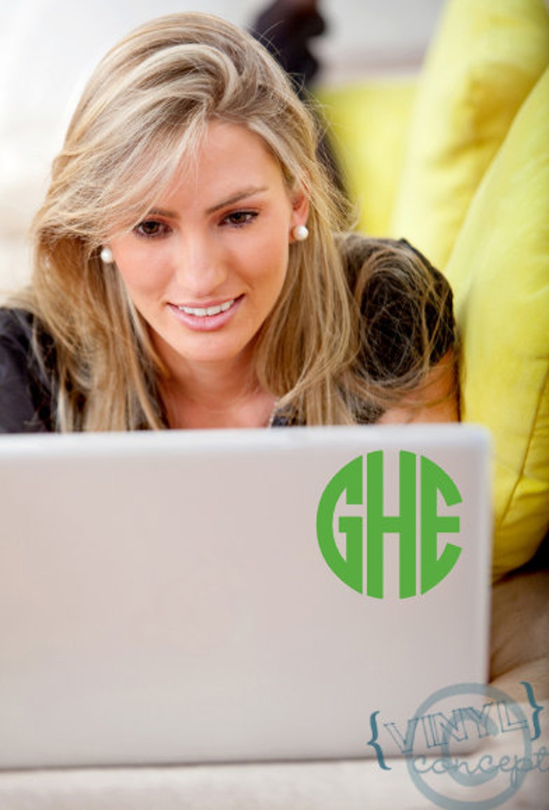 4 Laptop Monogram Decal Vinyl Wall Art - Etsy