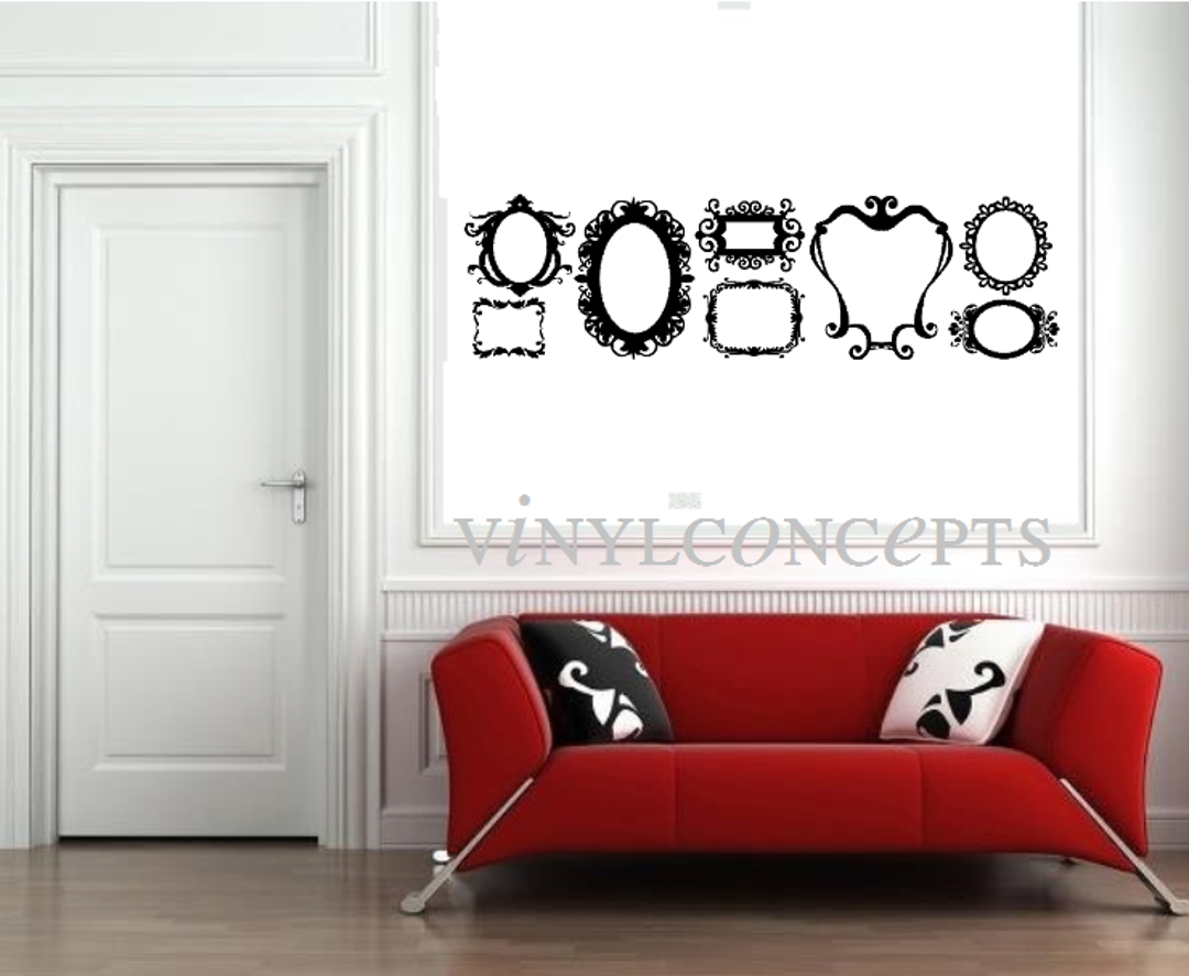 Set of 8 Large Flourish Frames Vinyl Wall Art - Etsy