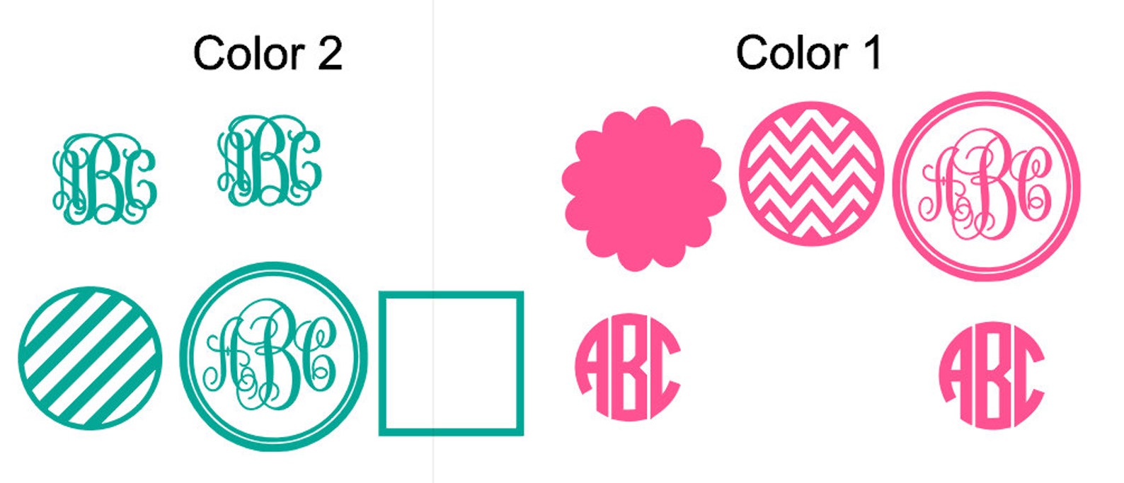Set of 6 Monogram Decals Vinyl Wall Art - Etsy