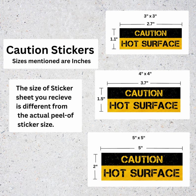 Caution Hot Surface Sticker | Safety Warning Decal, Heat Warning Sign ...