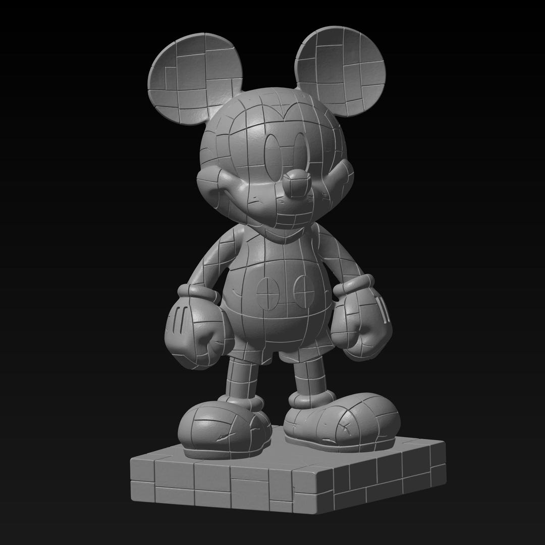 High Quality Mickey Mouse 3D STL File for Printing - Tiled Art Style ...