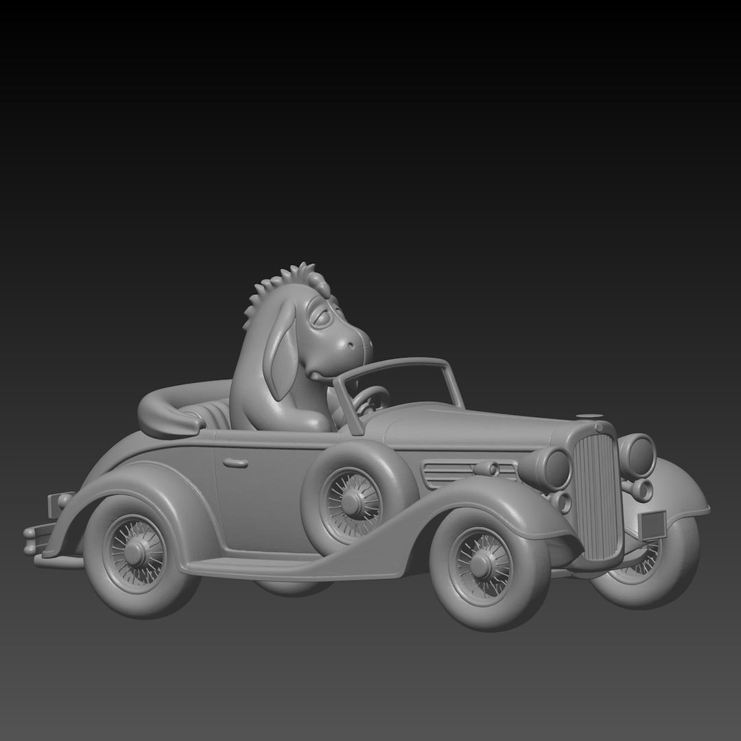 Eeyore in Vintage Car 3D Print File – Nursery & Office Decor (digital ...
