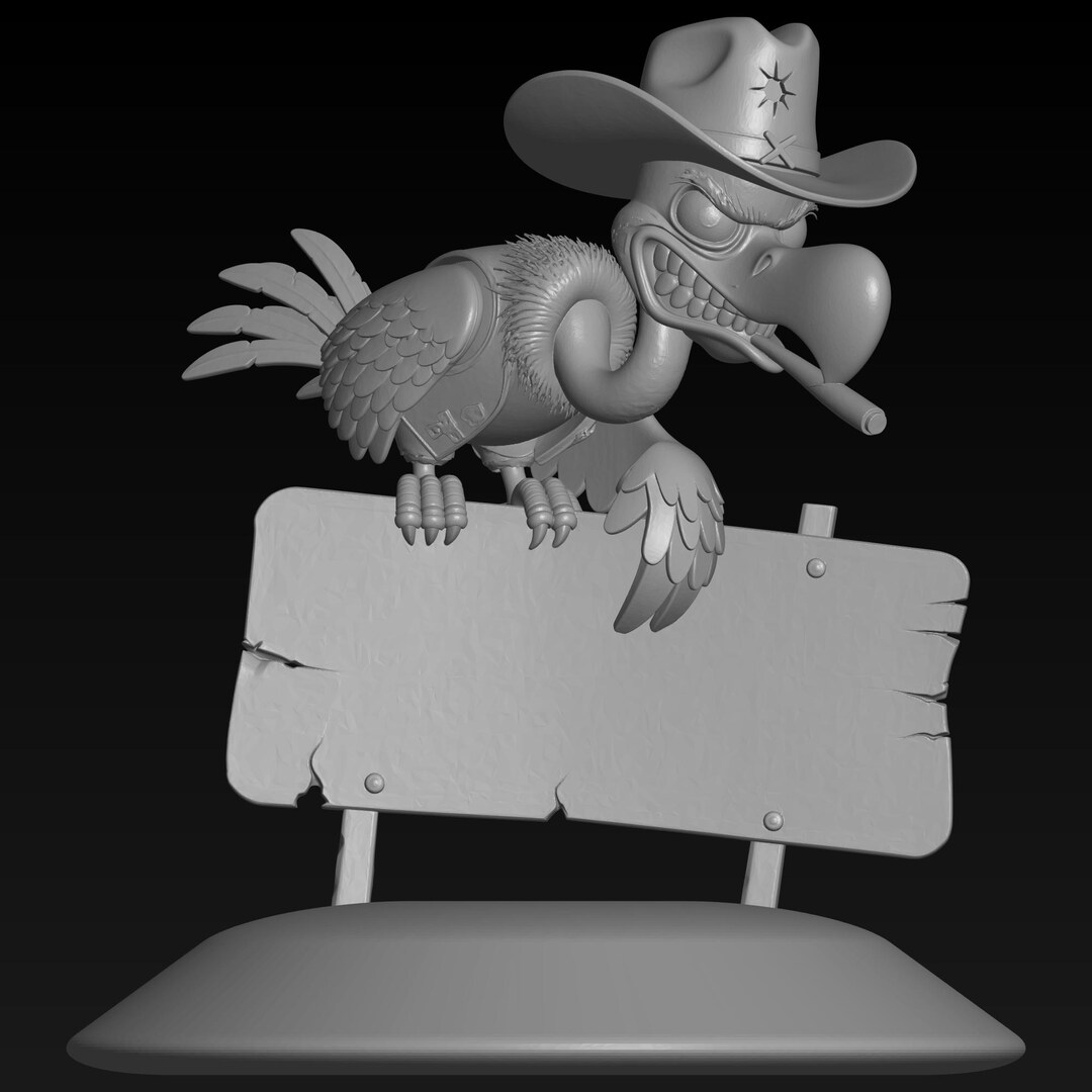 Grumpy Vulture Cowboy 3D Print – Western Sheriff STL Figurine (digital ...