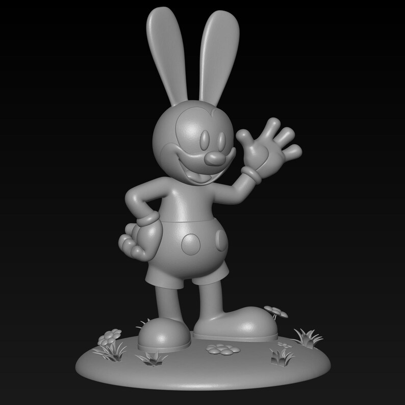 Oswald Rabbit 3D Print STL - Lucky Rabbit Figure STL - Retro Cartoon 3D ...