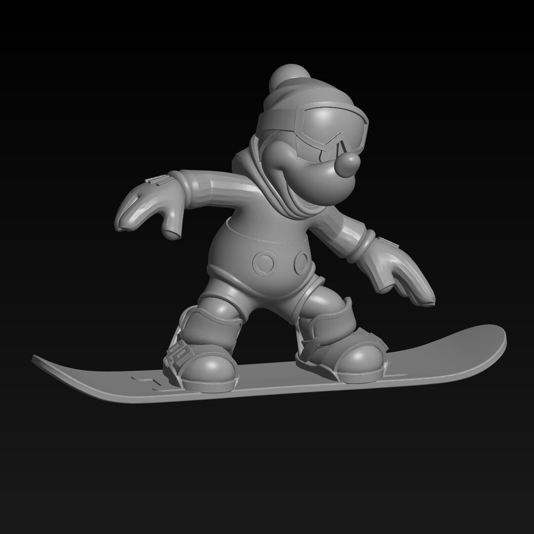 Mickey Snowboarder 3D STL File for Printing, Custom Order Available ...