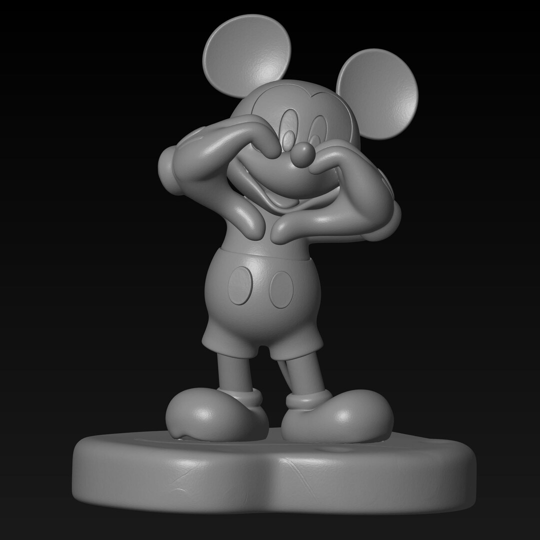 Romantic Mickey Mouse 3D Print STL File, I Love You Sculpture (digital ...