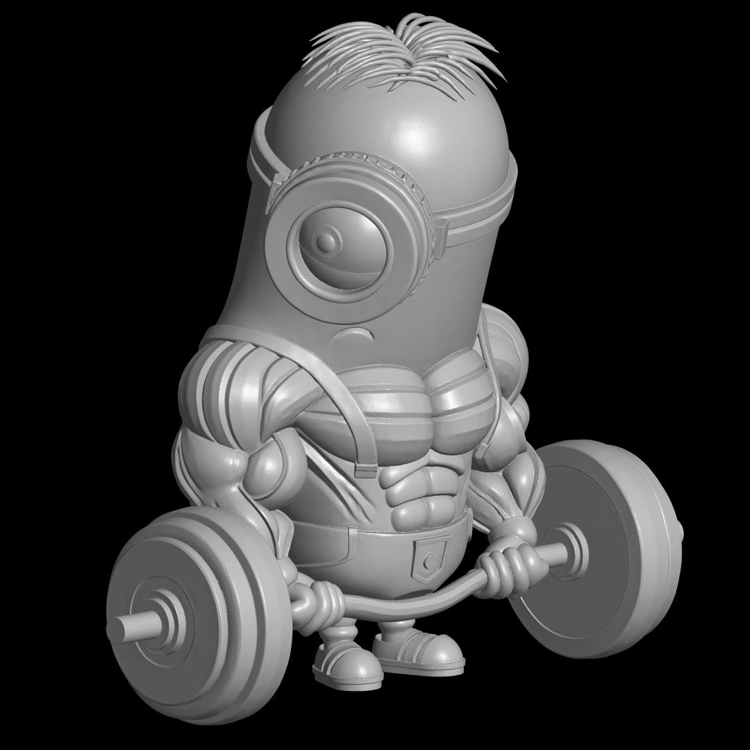 Muscle Minion Gym Statue STL – 3D Print File, Funny Fitness Decor ...