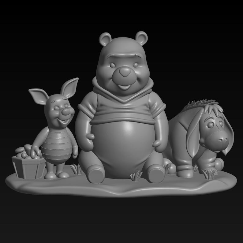 Winnie the Pooh 3D Print File – Piglet & Eeyore Statue (digital ...