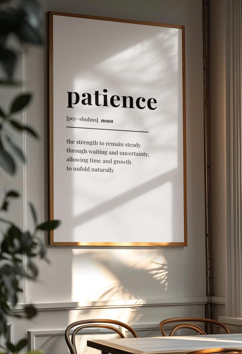 Patience Definition Printable Wall Art | Minimal Typography Print ...