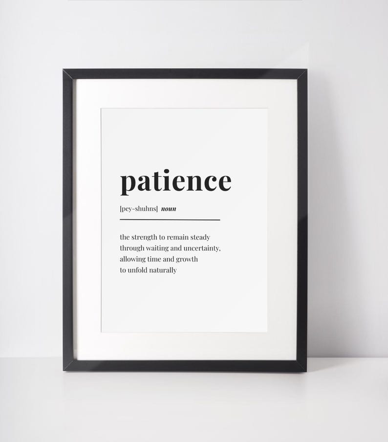 Patience Definition Printable Wall Art | Minimal Typography Print ...