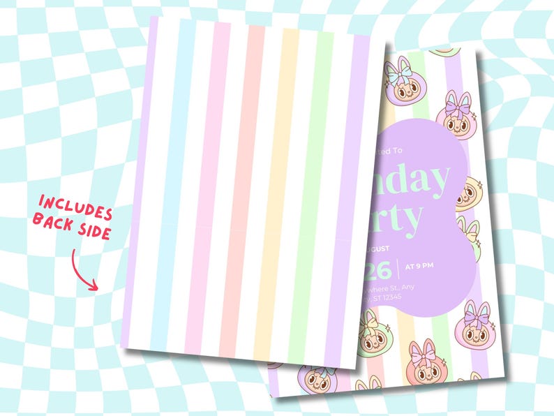 Labubu Birthday Invitation – Cartoon Monsters, Girls Party (canva ...