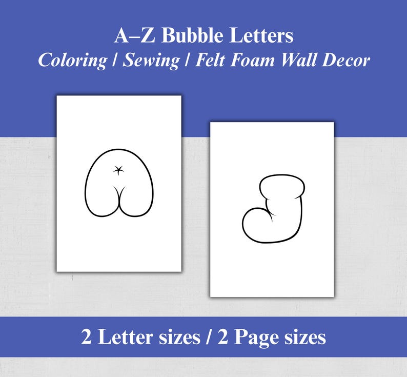 Bubble Letter Printables A-Z | Coloring, Craft & Decor (digital ...