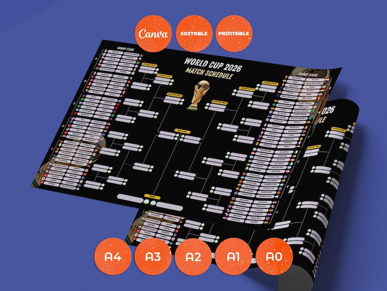 World Cup 2026 Schedule, Printable Wall Chart, Soccer Bracket, Soccer ...