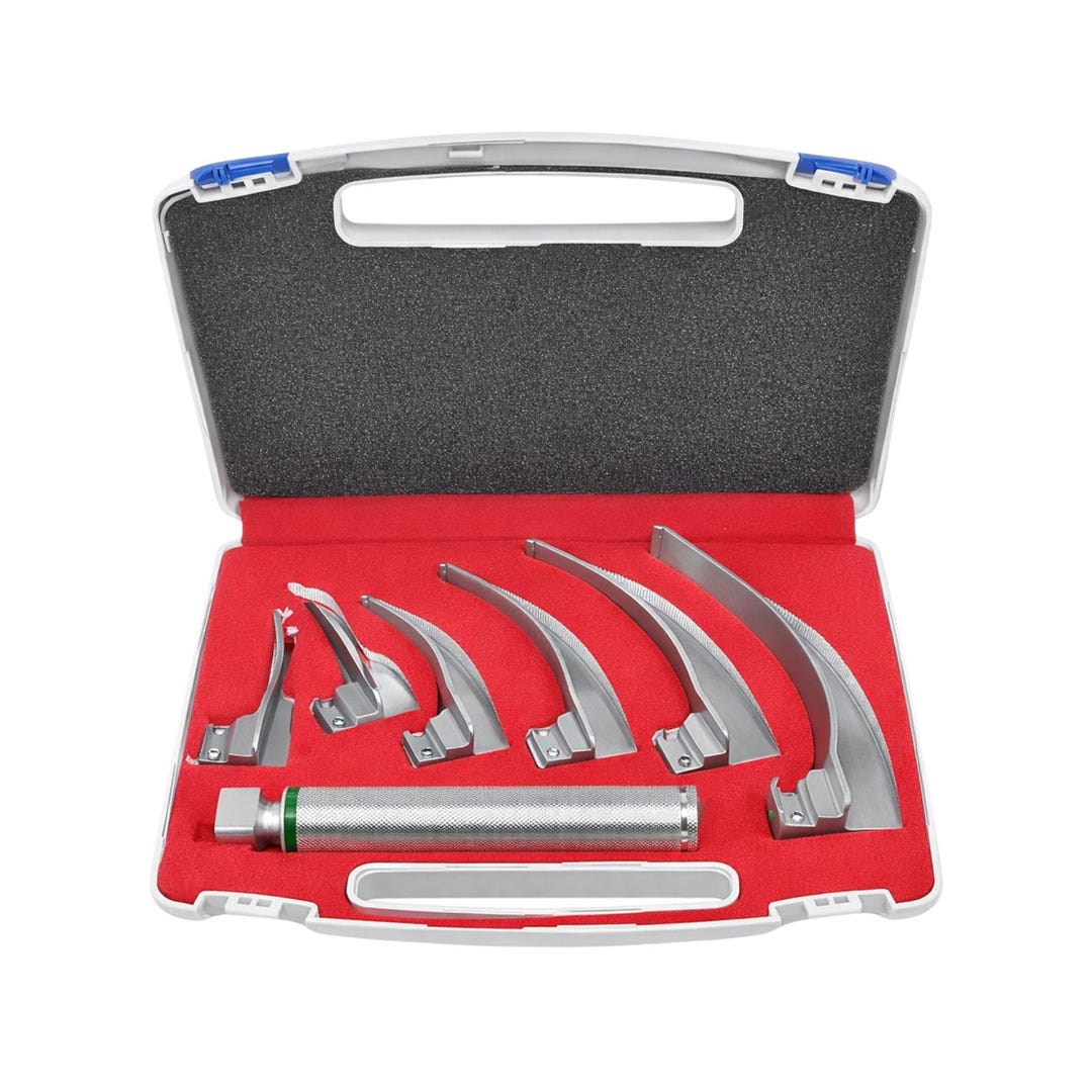 Macintosh Laryngoscope Kit With Blades and LED Handle | Fiber Optic ...