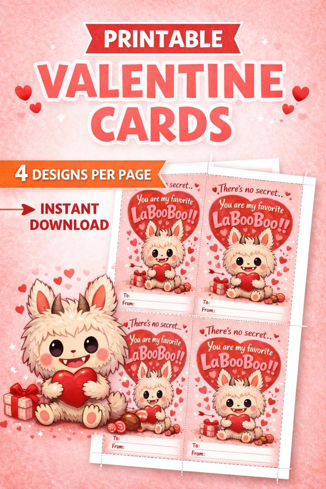 Cute Printable “labooboo” Valentine Cards for Kids – Fun Classroom ...