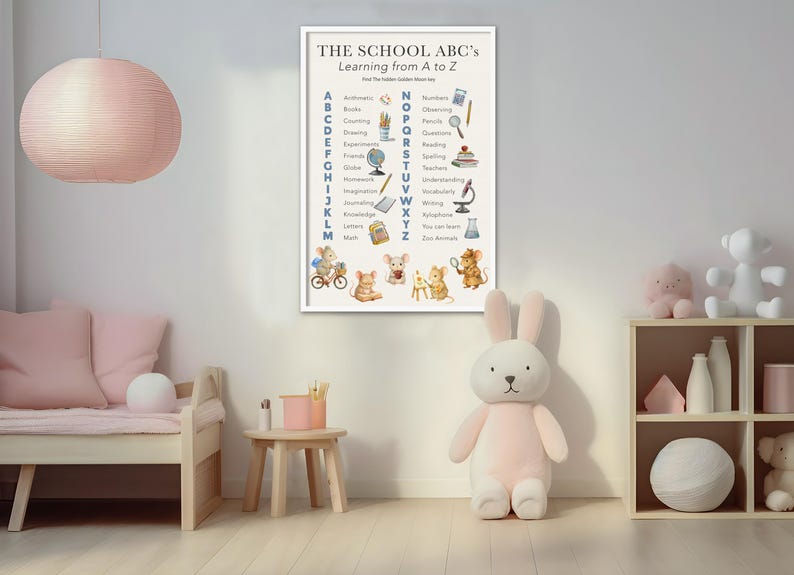 Watercolor Alphabet Poster Chart ABC Classroom Decor Printable ...