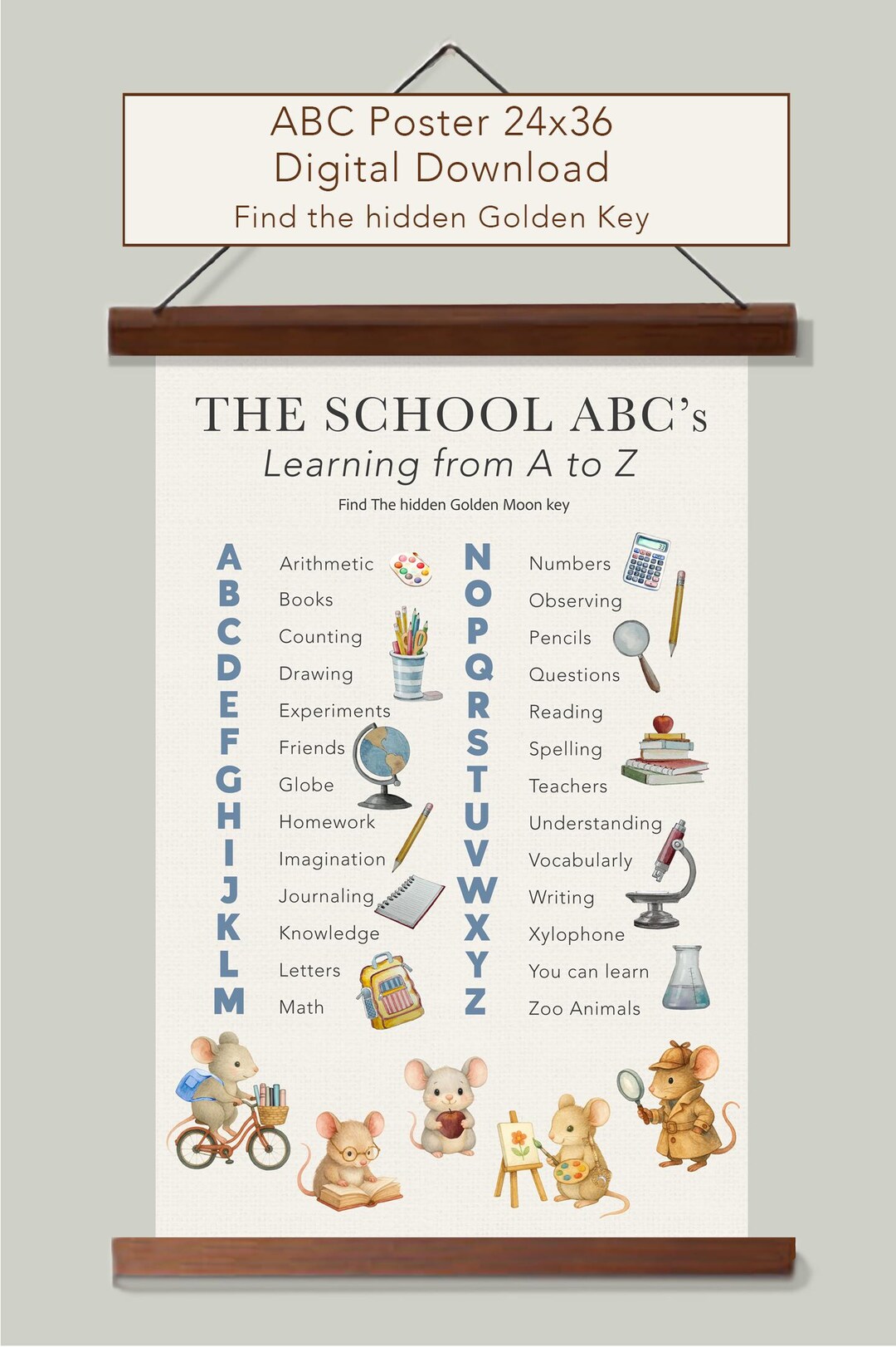 Watercolor Alphabet Poster Chart ABC Classroom Decor Printable ...