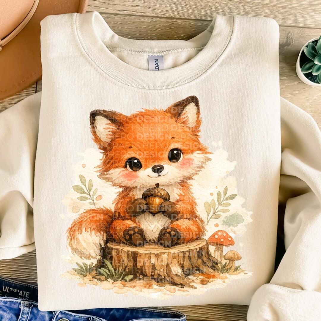 Baby Fox PNG Clipart | Woodland Nursery Animal Sublimation Design ...