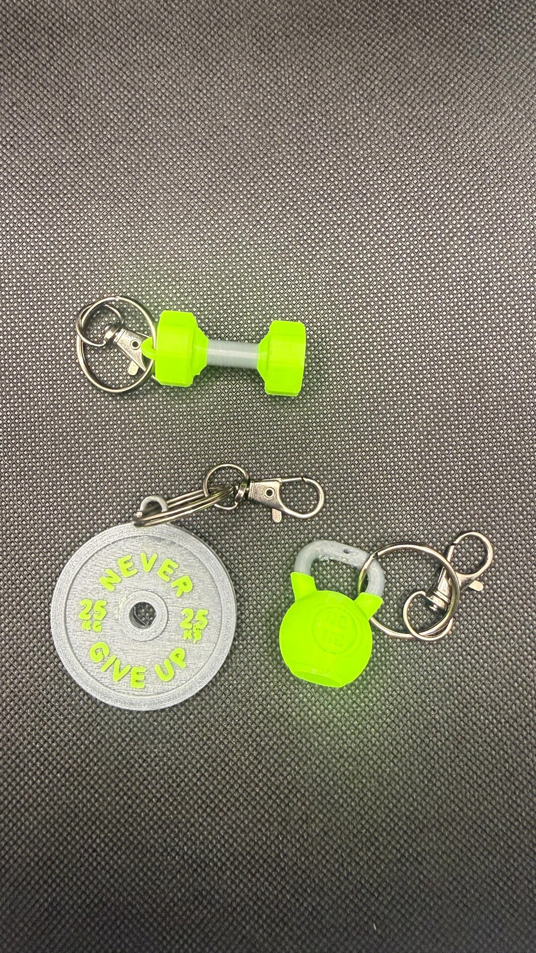 3D Printed Gym Key Chain Set With Dumbbell Plate and Kettlebell ...