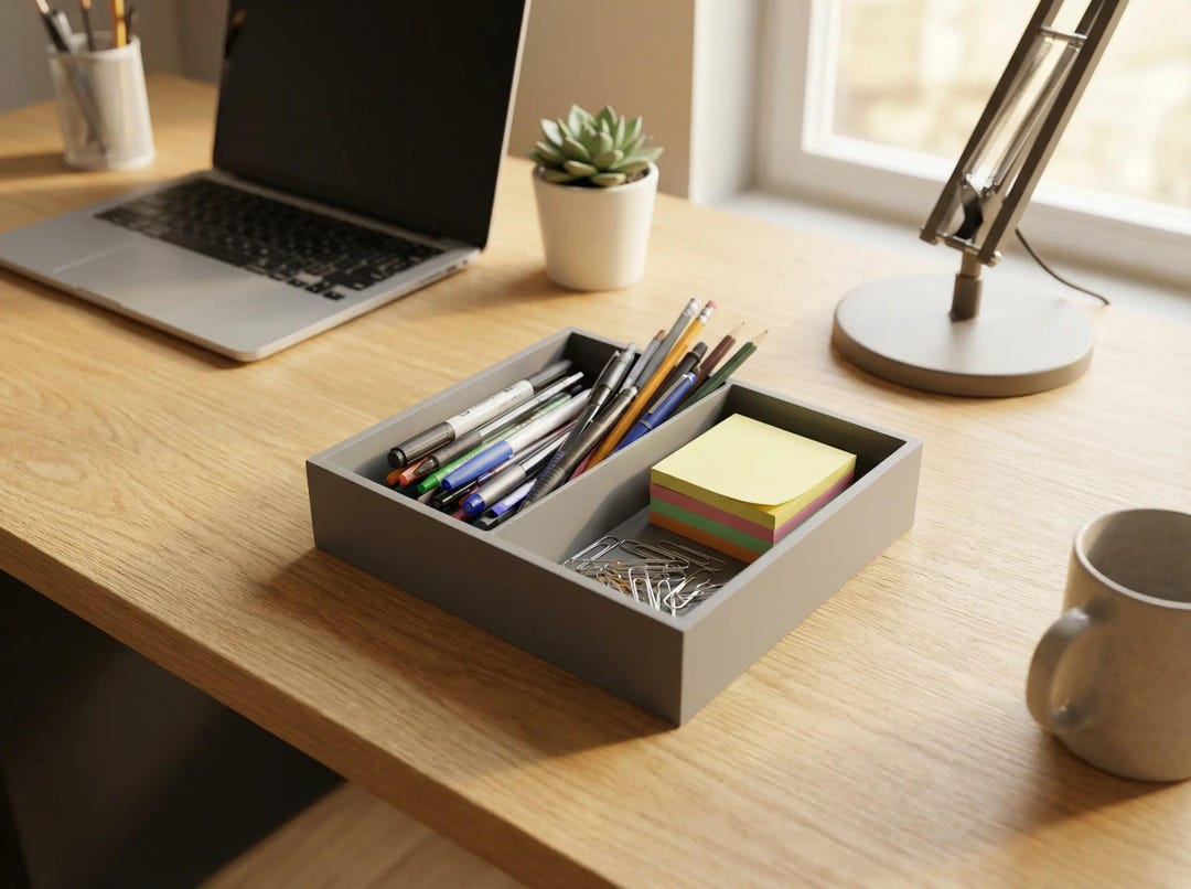 Desk Organizer STL – Minimal Office Organizer for 3D Printing – Instant ...