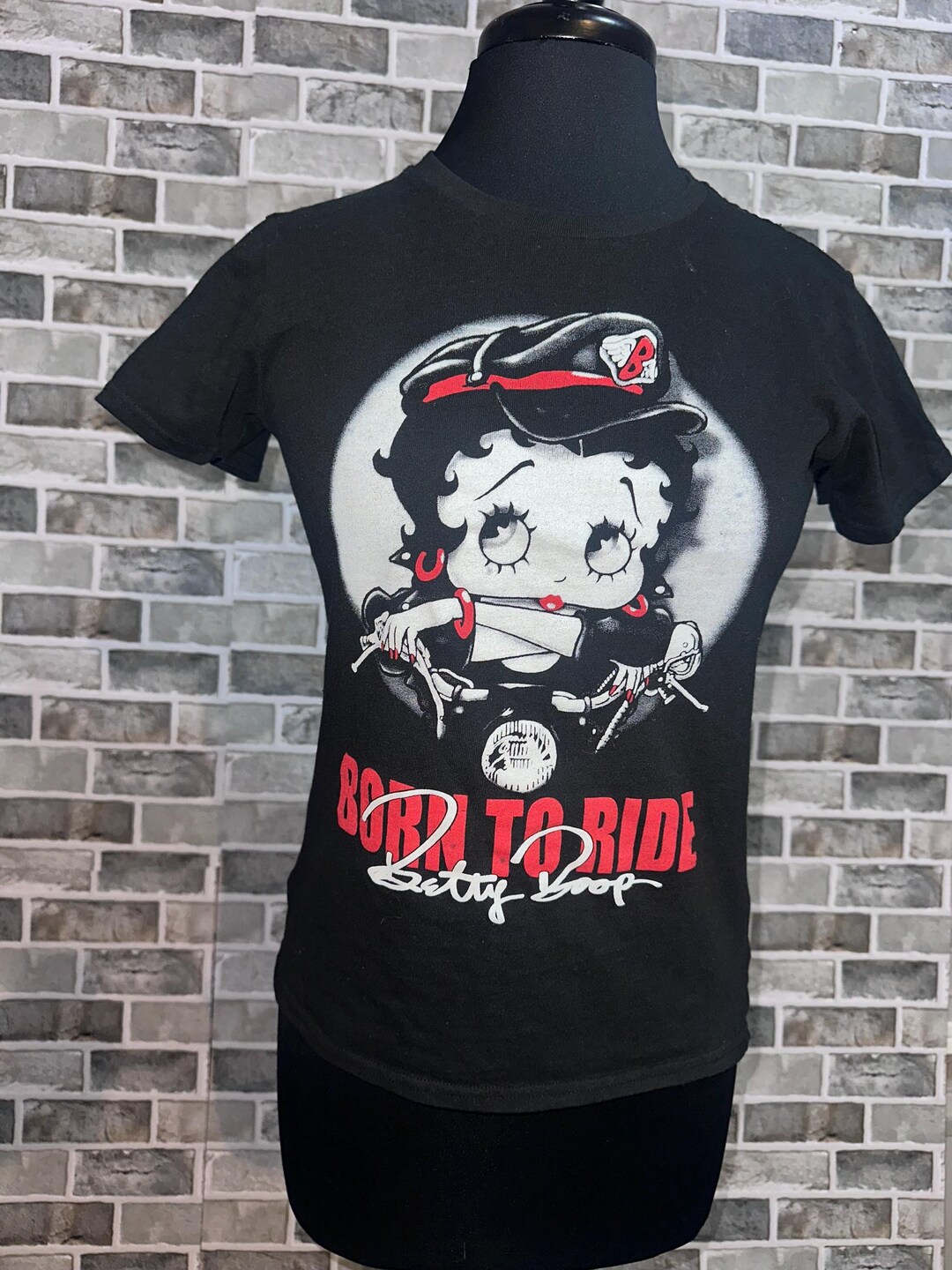 Betty Boop Biker Babe Tee - "born to Ride" Graphic, Retro Cartoon (size ...