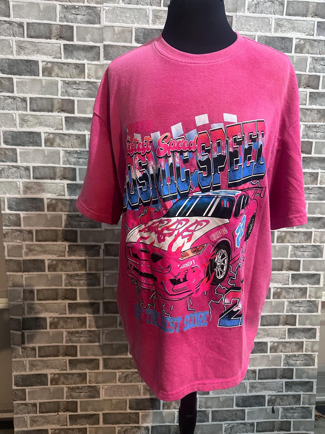 Hot Pink Speed Demon Tee – Y2K Racing Chaos Shirt | Loud, Rare & Chunky ...