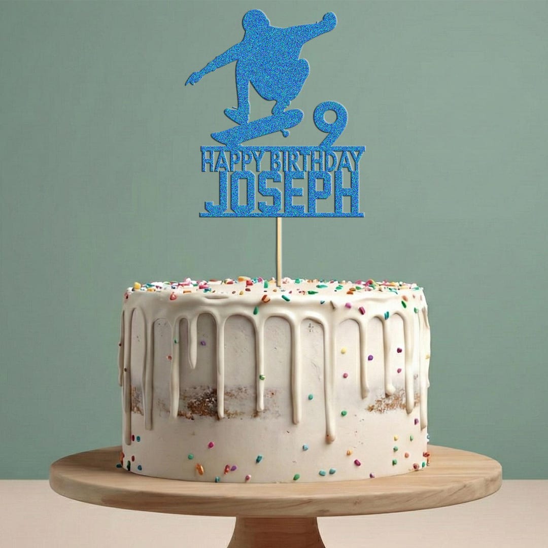 Skateboard Cake Topper Personalised Skater Birthday Cake Decoration Any ...