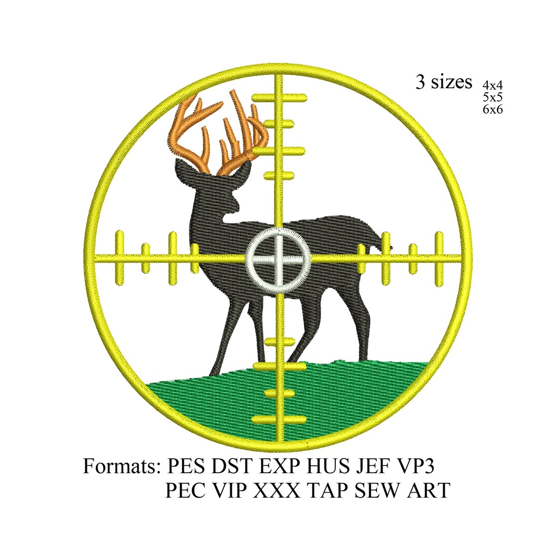 Deer in Crosshairs Embroidery Design Hunting Buck Target Machine File 4 ...