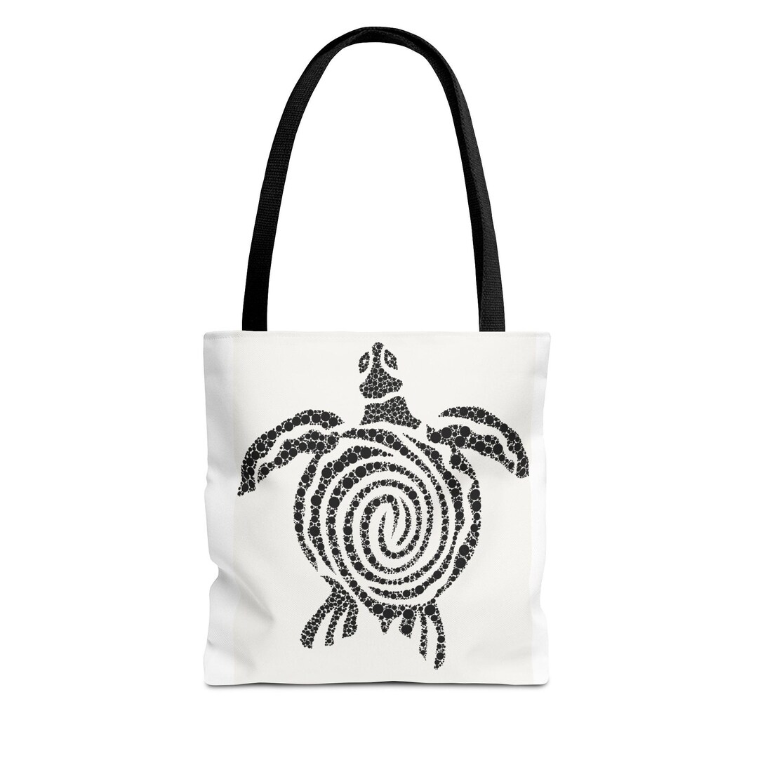Spiral Sea Turtle Tote Bag | Tribal Wave Turtle Design - Etsy