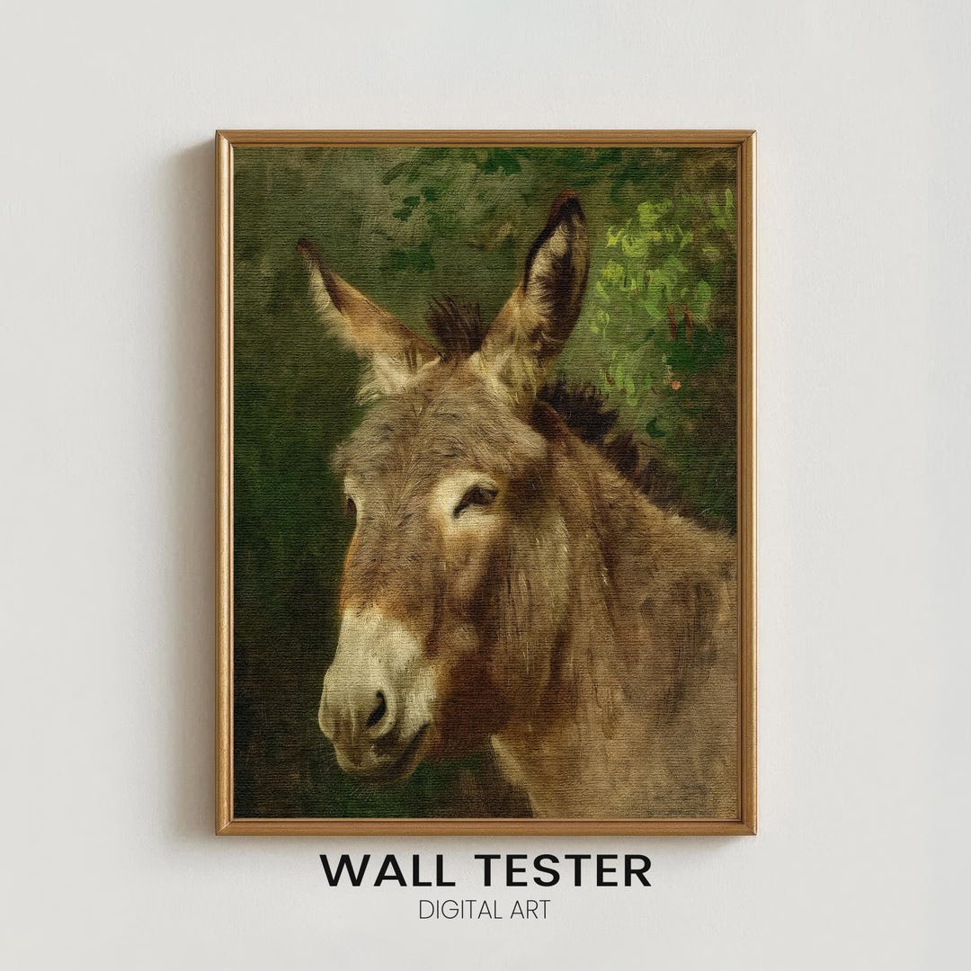 Donkey Wall Art, Realistic Farm Animal Print, Rustic Farmhouse Decor ...