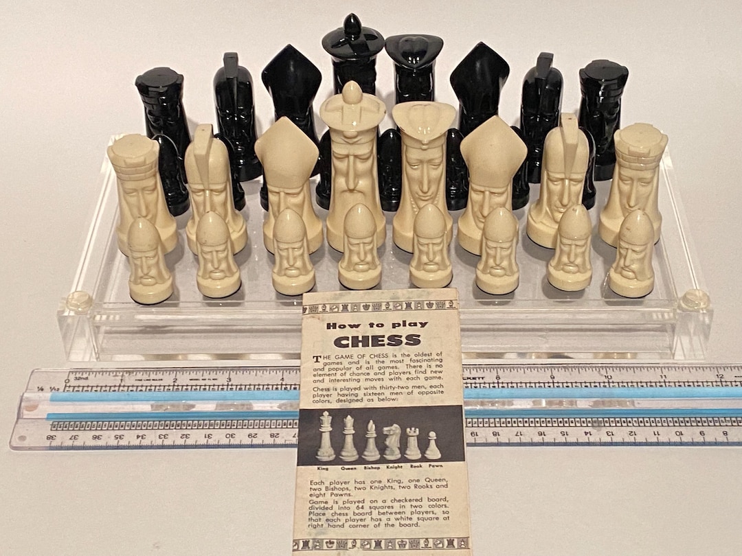 Sale ! 32 Pc. Antique Faces Chess Pieces Set With Manual, 1947 1957 ...