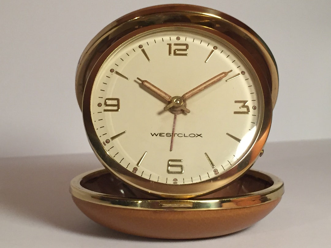 SALE ! Mid-century Bedside Portable Clock Westclox Travel GERMANY Alarm ...
