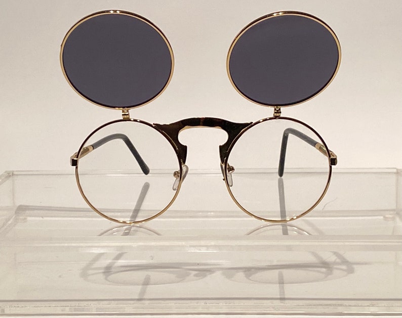 SALE Pop-up Circle Round Gold Aviator Sunglasses Shades Glasses Quality ...