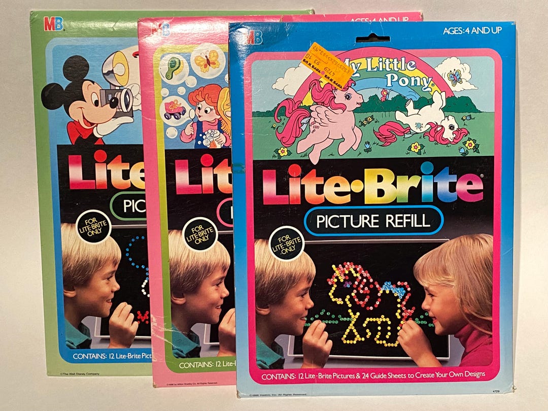 Sale 1986 Walt Disney Lite Brite Picture Refill Packs Milton Brasdley ...
