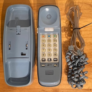 Sale ! Aqua BLUE 1970s 1980s Telephone Landline Push Button Wall Desk ...