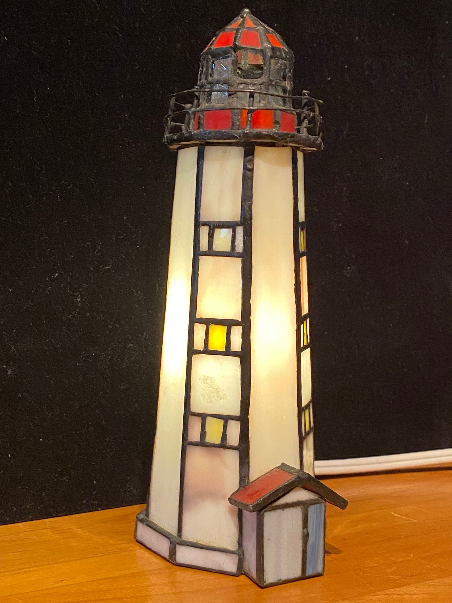 Sale ! LIGHTHOUSE Stained Glass Metal Light Bulb Installed Working ...