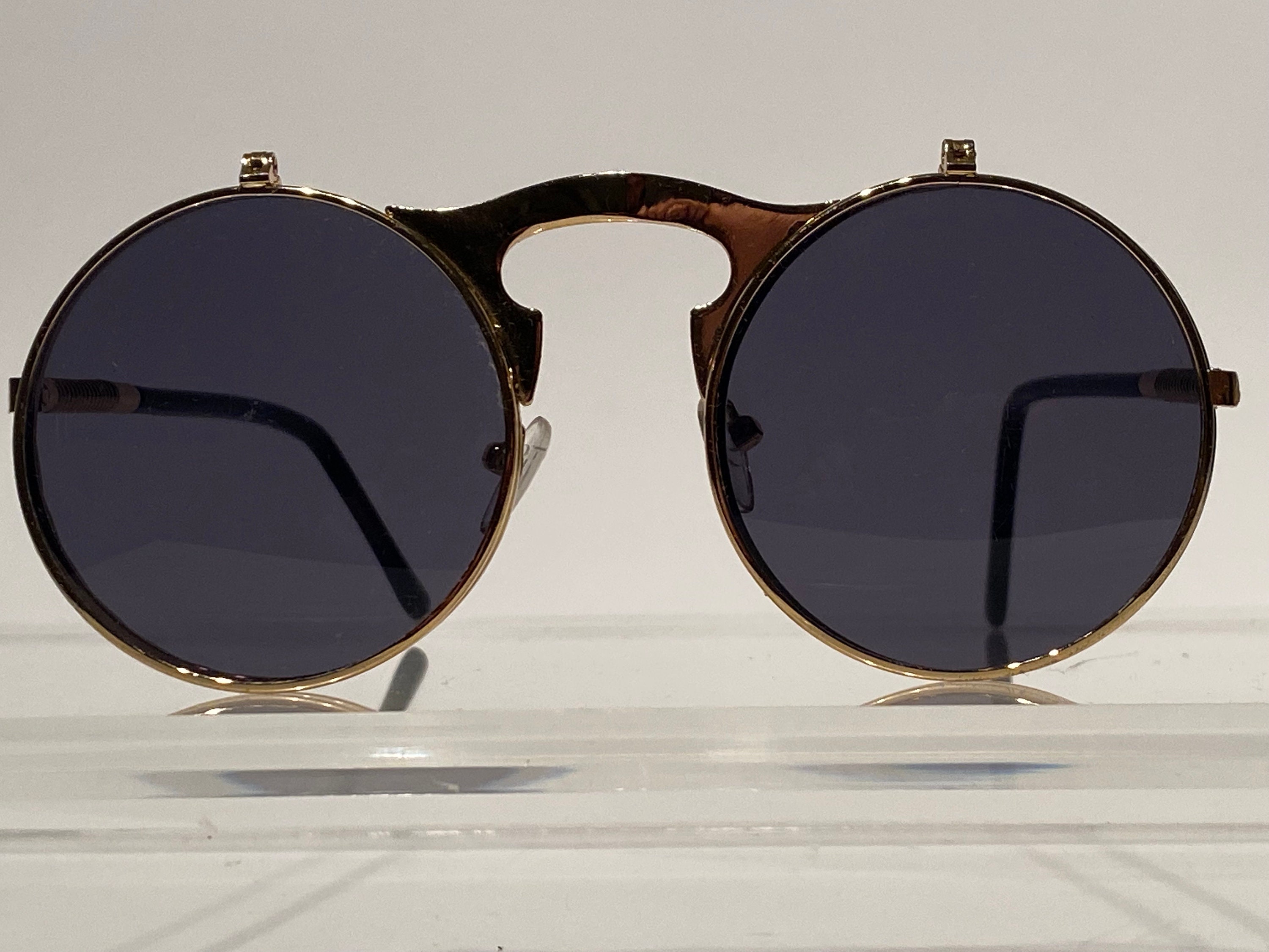 SALE Pop-up Circle Round Gold Aviator Sunglasses Shades Glasses Quality ...