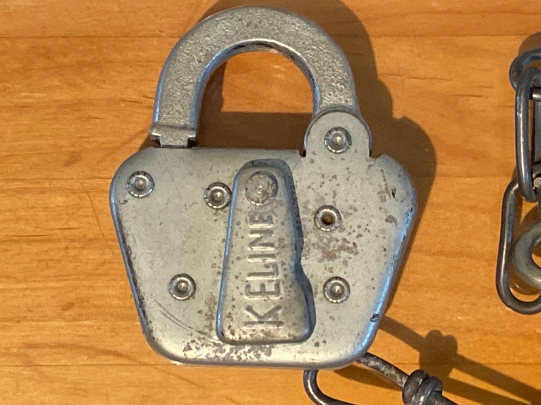 Sale ! BIG Fat Antique KELINE Steel Lock Lockset Chain Metal Heavy ...