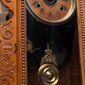 Sale ! Antique ANSONIA Wooden Gingerbread Mantel Wall Clock Alarm ...