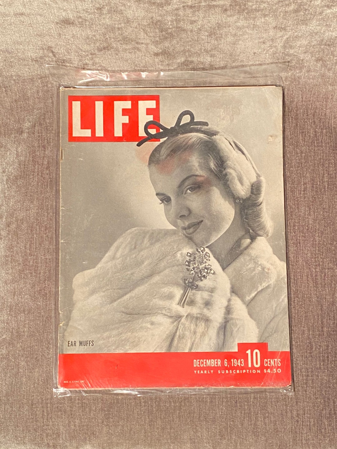 Sale ! LIFE Magazine Dec 6, 1943 Ear Muffs Fashion Model Cover 1940s ...