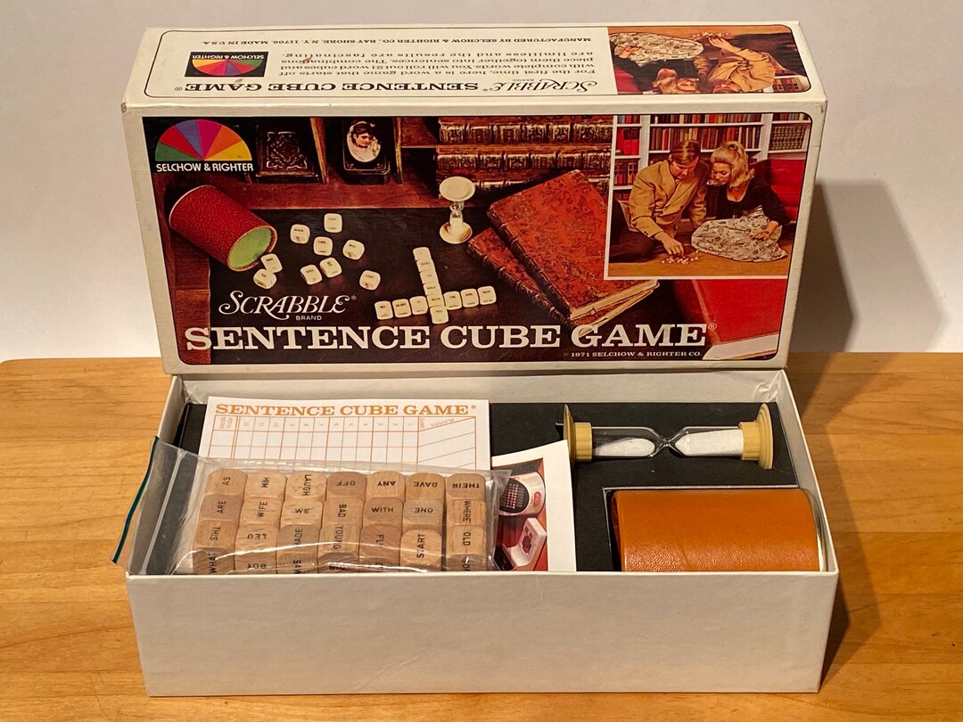 Sale ! 1971 SCRABBLE Sentence Cube Game Vintage Complete in Box W/promo ...