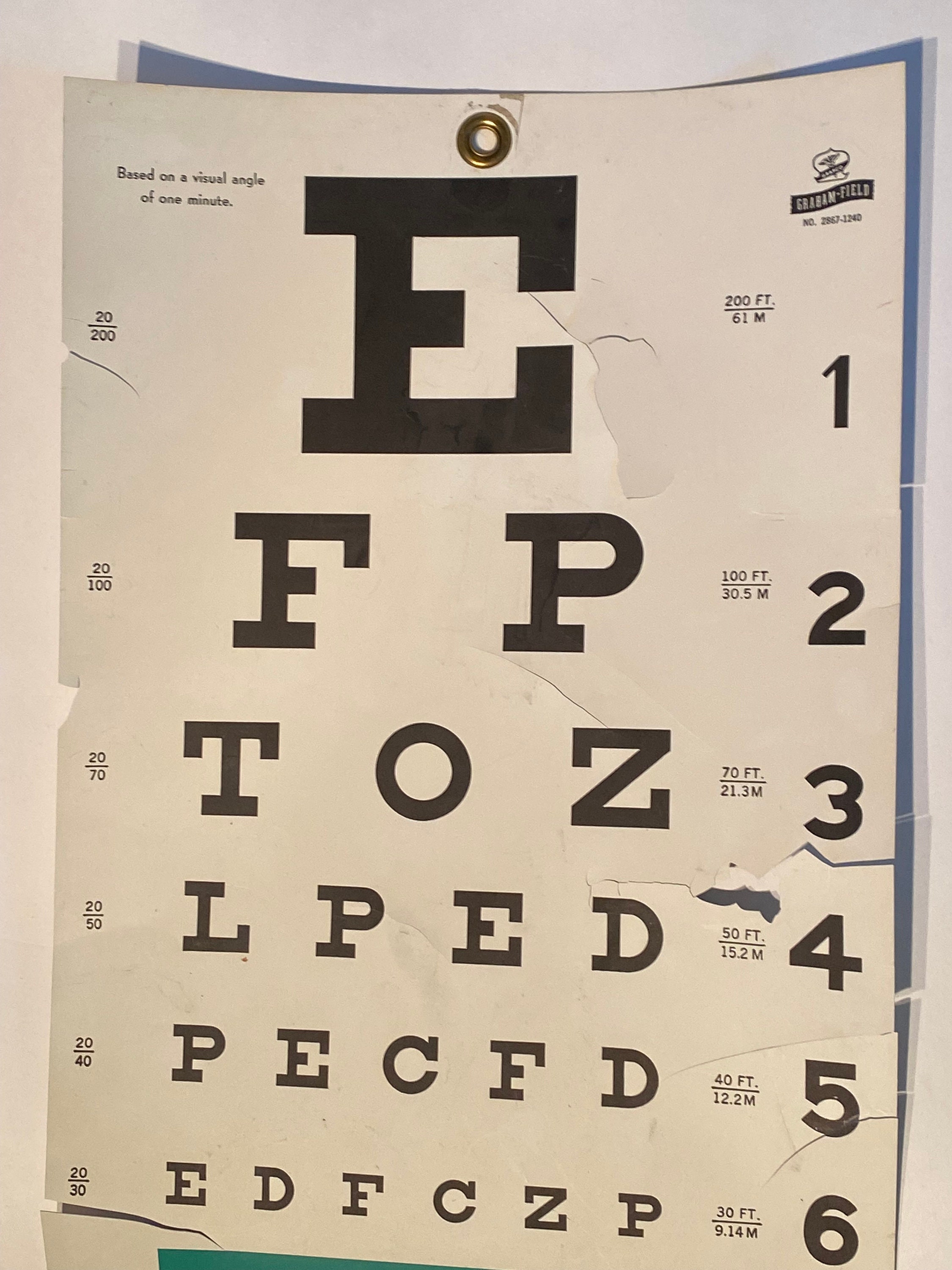 Sale Vintage Eye Chart Mid Century 1950s Dr Office Doctor - Etsy