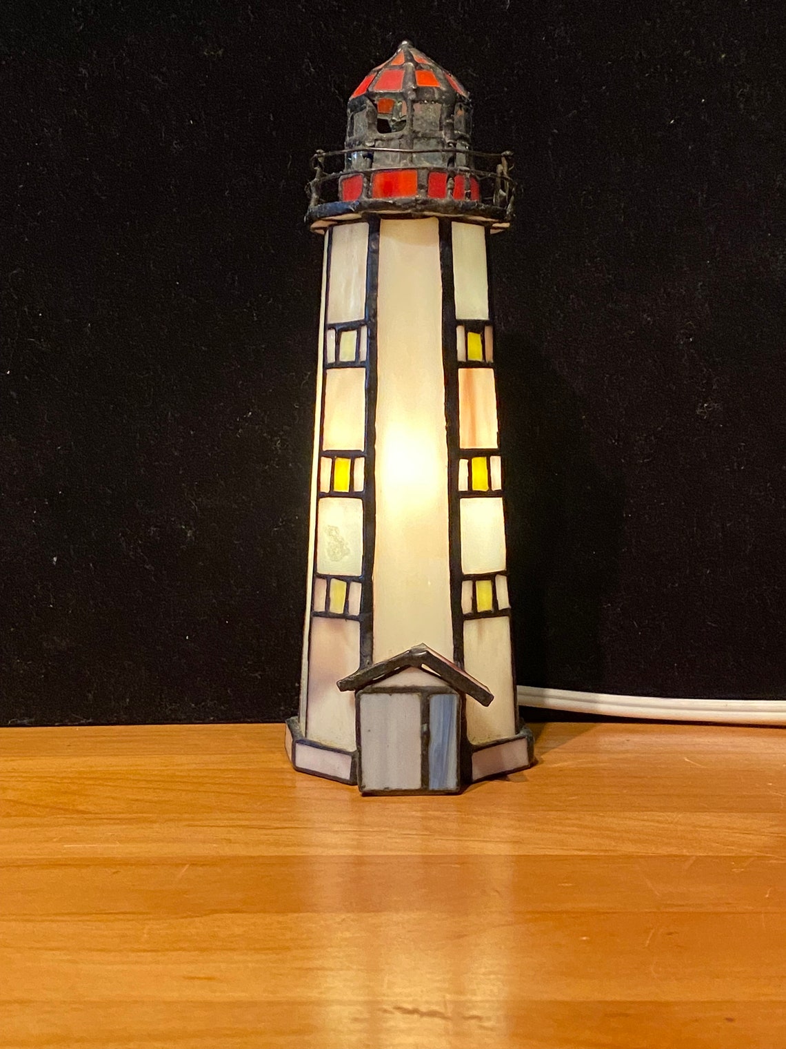 Sale ! LIGHTHOUSE Stained Glass Metal Light Bulb Installed Working ...
